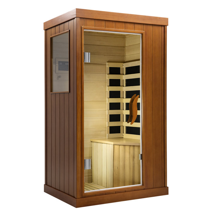 HomeMiYN Far Infrared Wooden Sauna Room Home Sauna Spa Low-emf Dry Saunas Single Person Spa ...